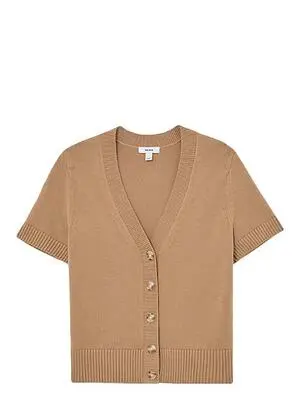 REISS Cotton And Wool-blend Cardigan - Camel