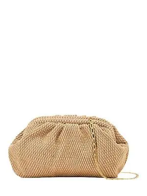 REISS Raffia-effect Clutch Bag - Natural
