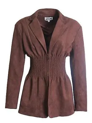 AMY LYNN Faux-suede Jacket With Smocked Waist - Brown