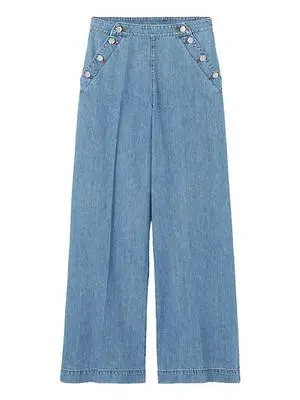 Claudie Pierlot Button-up Wide-leg Denim Jeans - Light Blue Denim