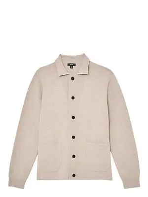 REISS Collared Button-through Knitted Cardigan - Oatmeal