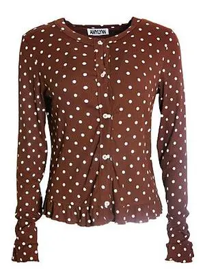 AMY LYNN Polka-dot Woven Cardigan - Brown