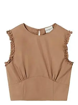 Claudie Pierlot Sleeveless Cropped Cotton-blend Top - Beige