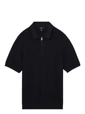 REISS Estate Half-zip Knitted Polo Top - Navy