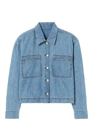 Claudie Pierlot Oversized Chest-pocket Denim Shirt - Light Blue Denim