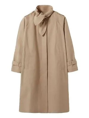 Claudie Pierlot Tie-neck Cotton Trench Coat - Beige