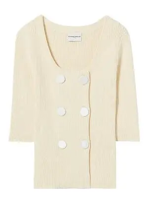 Claudie Pierlot Double-breasted Ribbed Cardigan - Vanilla