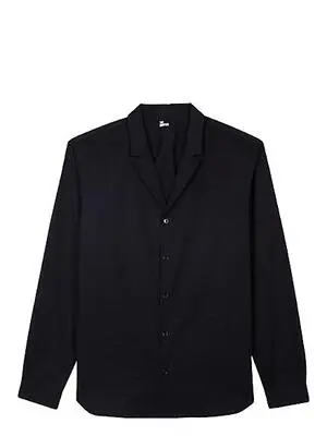 The Kooples Notch-lapel Slim-fit Cotton Shirt - Navy