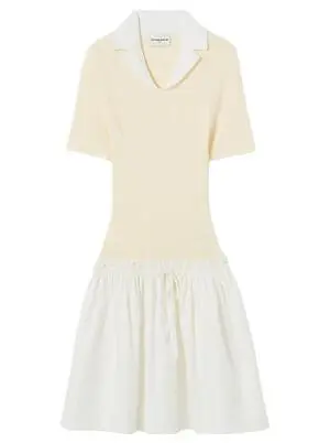 Claudie Pierlot Two-in-one Knitted & Cotton Mini Dress - Vanilla