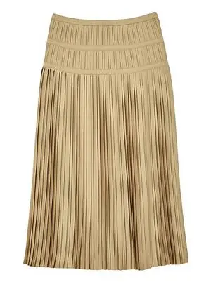 REISS Eva Pleated Woven Midi Skirt - Gold
