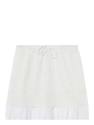 Claudie Pierlot Lace Mini Skirt With Elasticated Waist - White