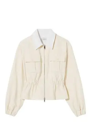 Claudie Pierlot Chest-pocket Fitted-waist Cotton Jacket - Vanilla