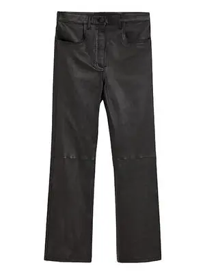 JOSEPH Flared-leg Mid-rise Leather Trousers - Black