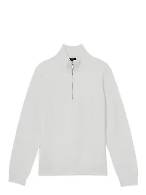 REISS Textured Half-zip Stretch-woven Jumper - White