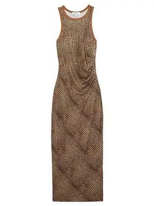 REISS Lola Snake-print Jersey Midi Dress - Brown