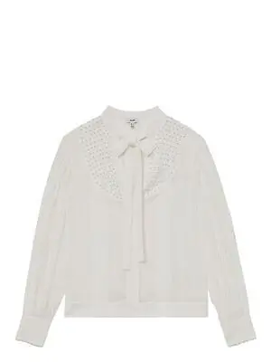 REISS Casey Bead-embellished Woven Blouse - Ivory