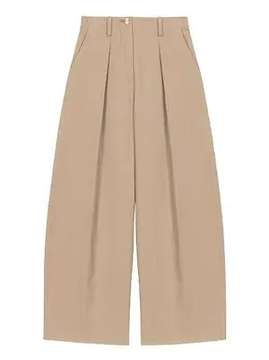 Maje Wide-leg Relaxed-fit Cotton Trousers - Mastic Beige