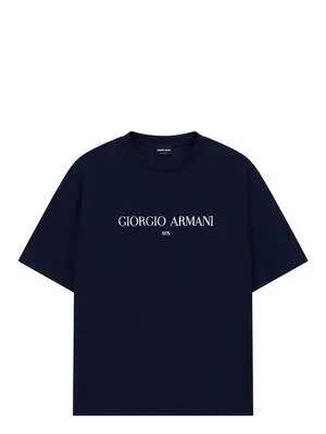 Giorgio Armani Cotton Interlock-jersey T-shirt - Navy Blue