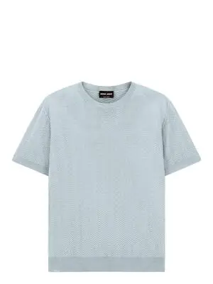 Giorgio Armani Chevron Cotton And Silk Blend T-shirt - Grey