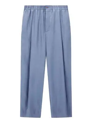 Giorgio Armani Washed Silk-blend Single-pleat Trousers - Light Blue