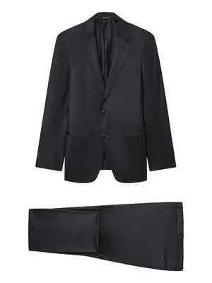 Giorgio Armani Asv Soho Line Single-breasted Suit In Pure Virgin Wool - Black