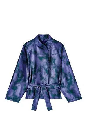 Giorgio Armani Short Jacket In Two-tone Silk Blend Jacquard - Purple
