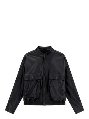 Giorgio Armani Nappa Lambskin Relaxed Fit Jacket - Black