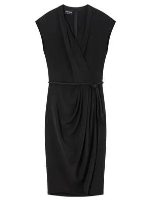 Giorgio Armani Silk-blend Crêpe Long Dress - Black