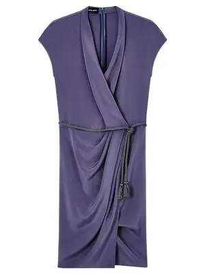 Giorgio Armani Silk-blend Crêpe Long Dress - Purple