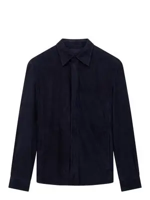 Giorgio Armani Lambskin Suede Shirt Jacket - Navy Blue