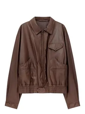 Giorgio Armani Bomber Jacket In Nappa Lambskin - Beige