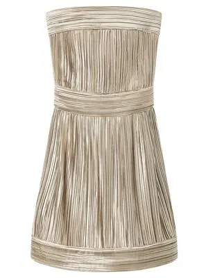 Giorgio Armani Short Pleated Satin Dress - Beige