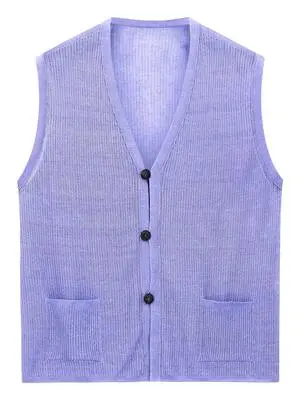 Giorgio Armani Single-breasted Linen Waistcoat - Purple