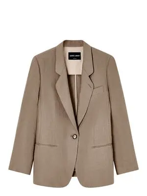 Giorgio Armani Single-breasted Linen Jacket - Brown