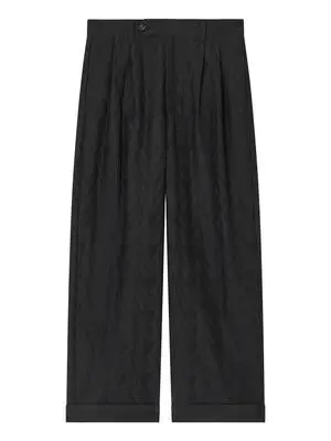 Giorgio Armani Pleated Trousers With Chevron Embroidery - Black