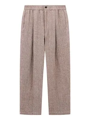 Giorgio Armani Mouliné Linen And Silk Jacquard Trousers - Beige