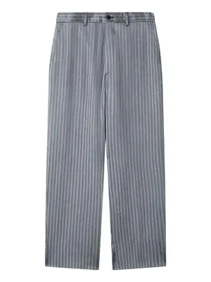 Giorgio Armani Flat-front Viscose, Linen And Silk Trousers - Blue