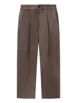 Giorgio Armani Single-pleat Viscose Trousers In Iridescent Viscose - Brown