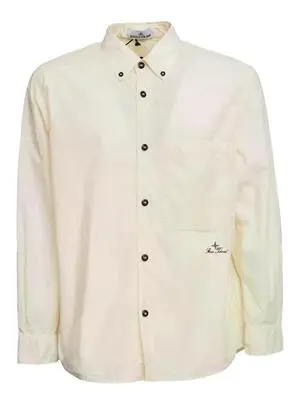 Stone Island Logo Lettering Button Oxford Shirt - Neutrals