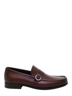 FERRAGAMO Gancini Leather Loafers - Red