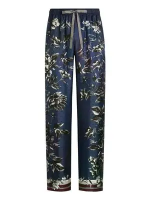 Dolce & Gabbana Floral Print Drawstring Trousers - Blue