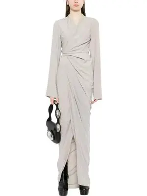 Rick Owens Wrap Draped Maxi Dress - Grey