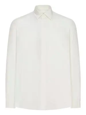 LARDINI Hidden Buttoning Silk Shirt - White