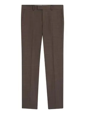 BOSS Slim-fit Trousers In Virgin Wool, Silk, And Linen - Dark Brown