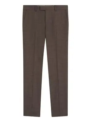 BOSS Slim-Fit Trousers In Virgin Wool, Silk, And Linen Dark Brown