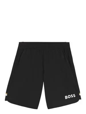 BOSS Stretch-jersey Logo Shorts With Drawstring - Black