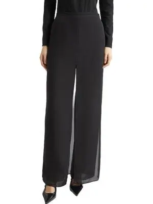 Emporio Armani Georgette Paneled Pants - Solid Black