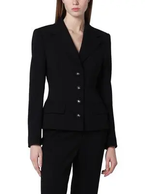 Dolce & Gabbana Single-breasted Wool Canvas Jacket - Black