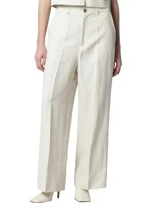 P.a.r.o.s.h Linen-blend Palazzo Trousers - Beige