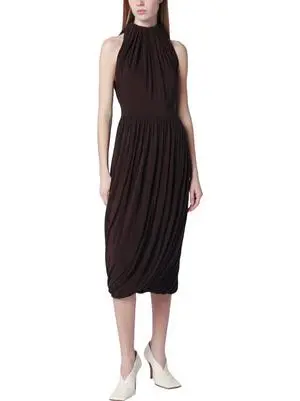Alaïa Twisted Jersey Midi Dress - Brown